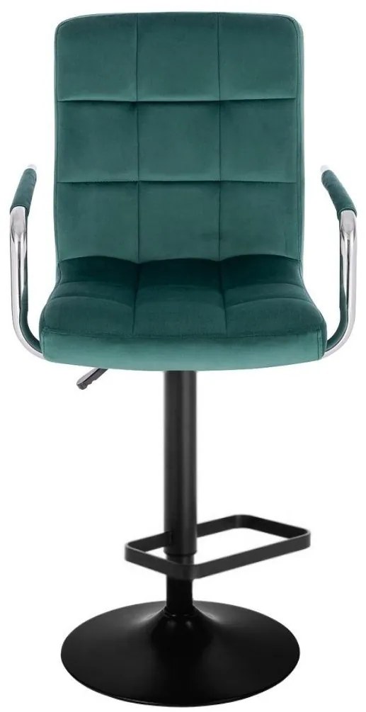LuxuryForm DESIGN Barová židle VERONA VELUR na černé kulaté podstavě - zelená
