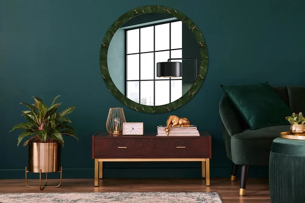 Kulaté dekorativní zrcadlo Abstraktní list fi 100 cm