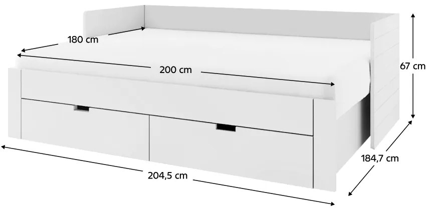 Kondela Rozkládací postel, bílá, 90/180x200, ANTONY