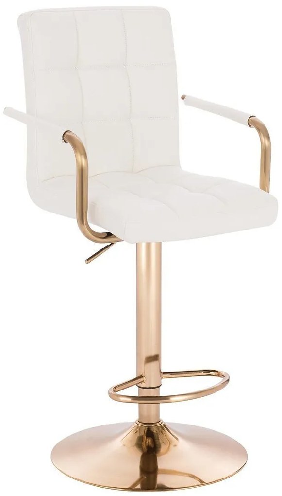 LuxuryForm DESIGN Barová židle VERONA GOLD na zlaté kulaté podstavě - bílá
