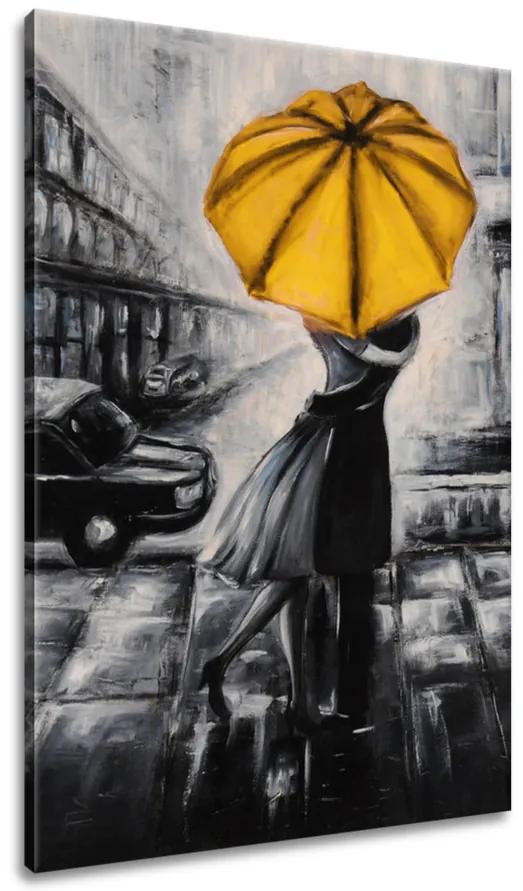 Gario Ručně malovaný obraz Žlutý polibek v dešti Rozměry: 70 x 100 cm