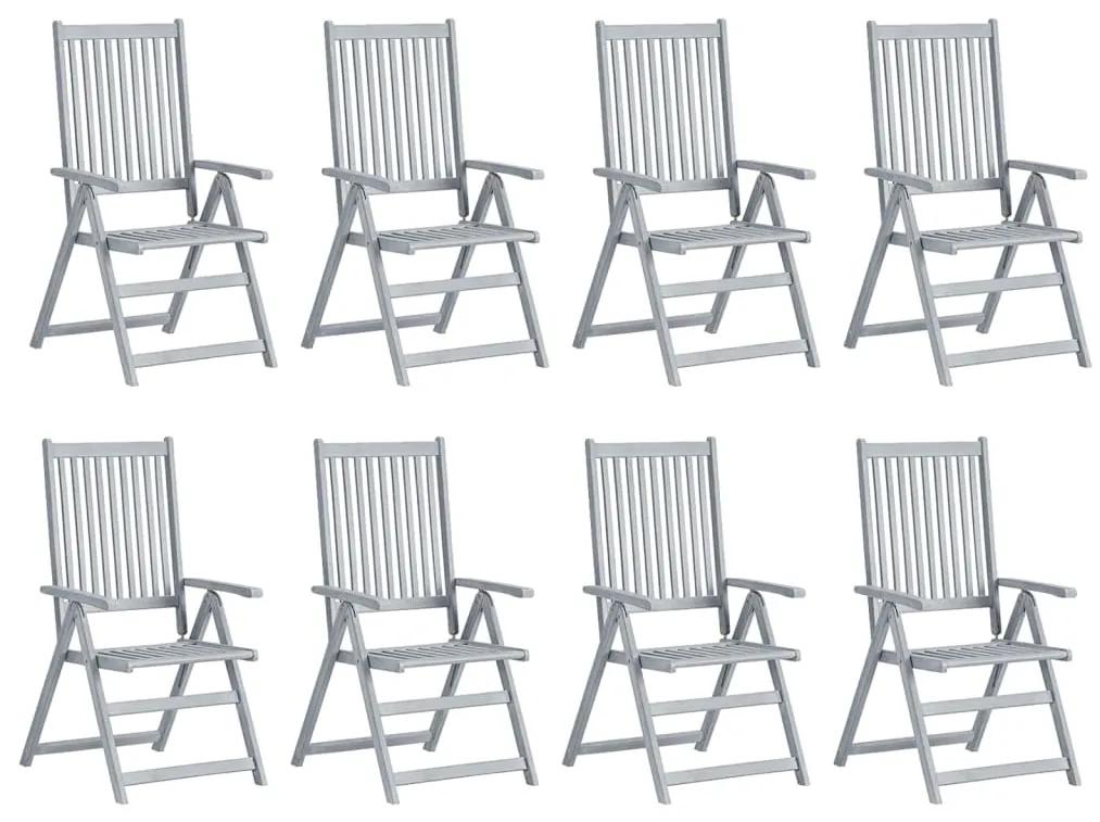 Zahradní polohovací židle s poduškami 8 ks šedé akáciové dřevo,  3075147
