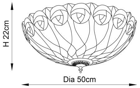 Endon 64173 - Stropní svítidlo Tiffany HUTCHINSON 2xE27/60W/230V pr. 50 cm