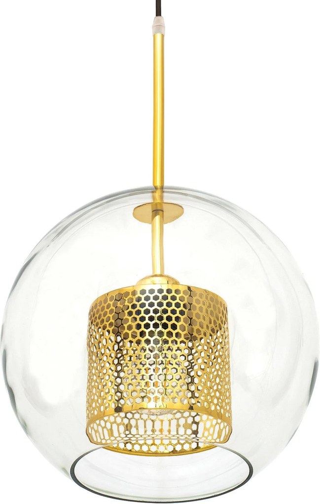 Toolight - závěsná skleněná lampa APP556-1CP 30cm, zlatá, OSW-08749