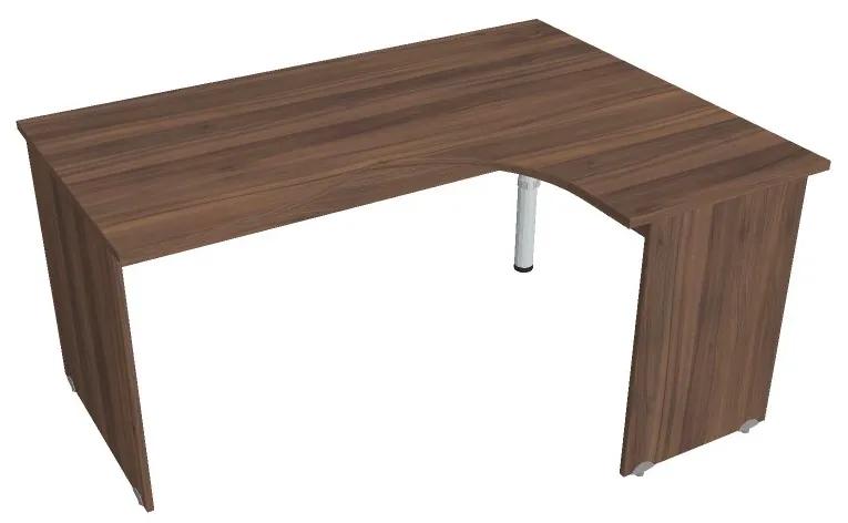Stůl ergo levý 160*120 cm - Hobis Gate GE 2005 L Dekor stolové desky: ořech, Dekor lamino podnože: ořech, Barva nohy: stříbrná