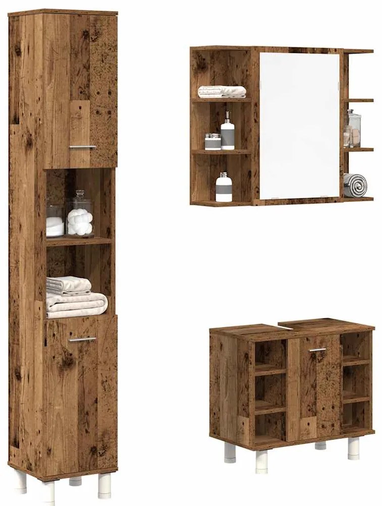 3dílná koupelnová sestava old wood kompozitní dřevo 3328569
