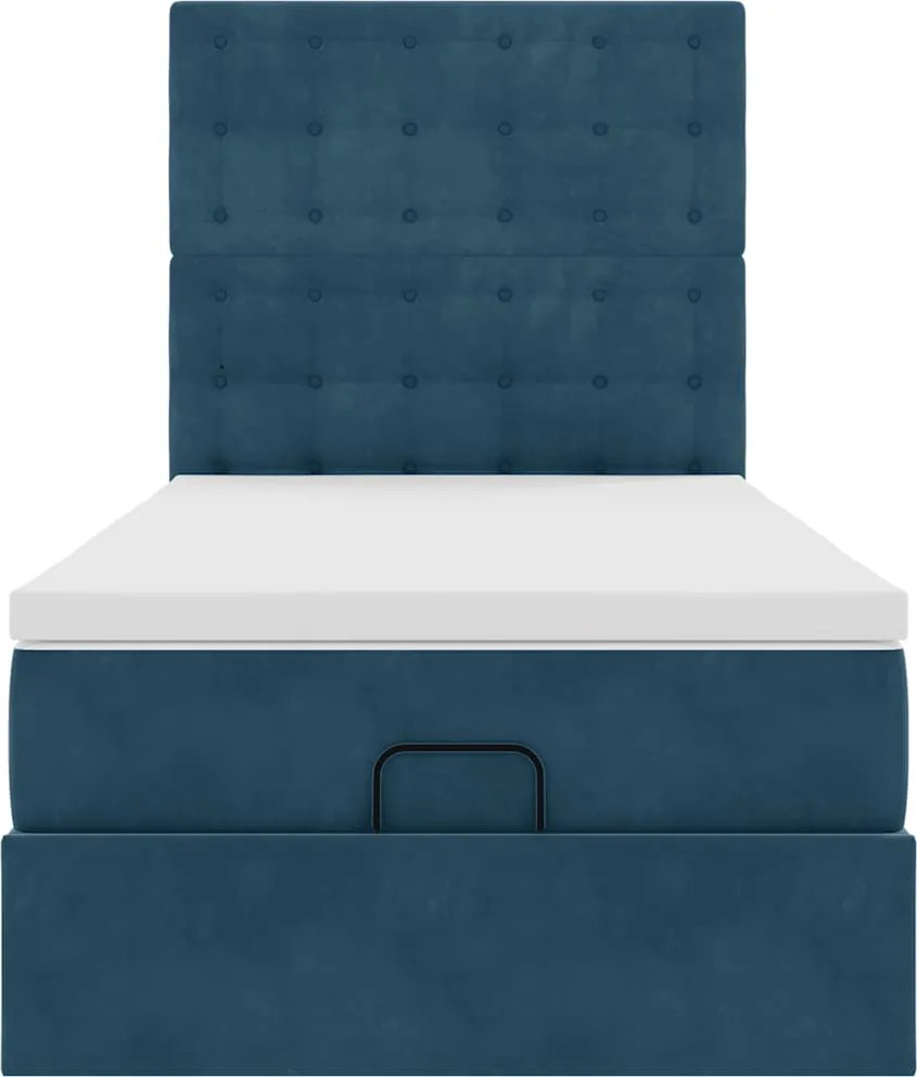 Osmanský rám postele s matracemi tmavě modrá 80x200cm samet 3313581