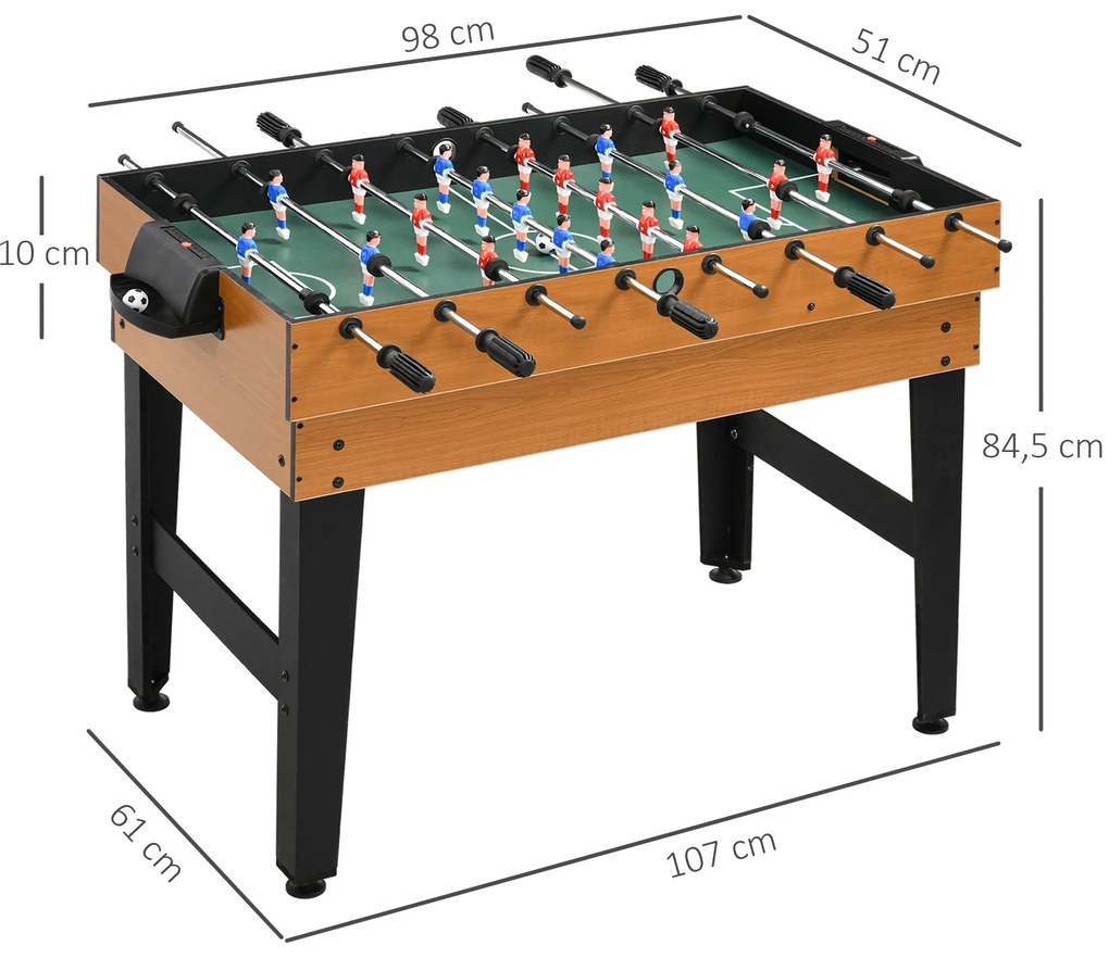 Multiherní stůl HOMCOM 4 v 1, párty herní stůl se stolním tenisem, stolním fotbalem, kulečníkem, stolním hokejem, pro zábavu více hráčů, ocel, přírod…