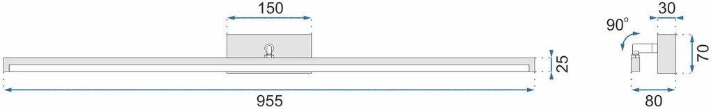 Rea - Toolight, LED koupelnové svítidlo nad zrcadlo 20W 100CM APP376-1W, bílá, OSW-05006