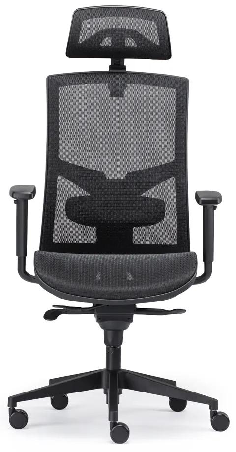 Kancelářská židle ALBA GAME ŠÉF celosíťovaný s 3D podhlavníkem - černá