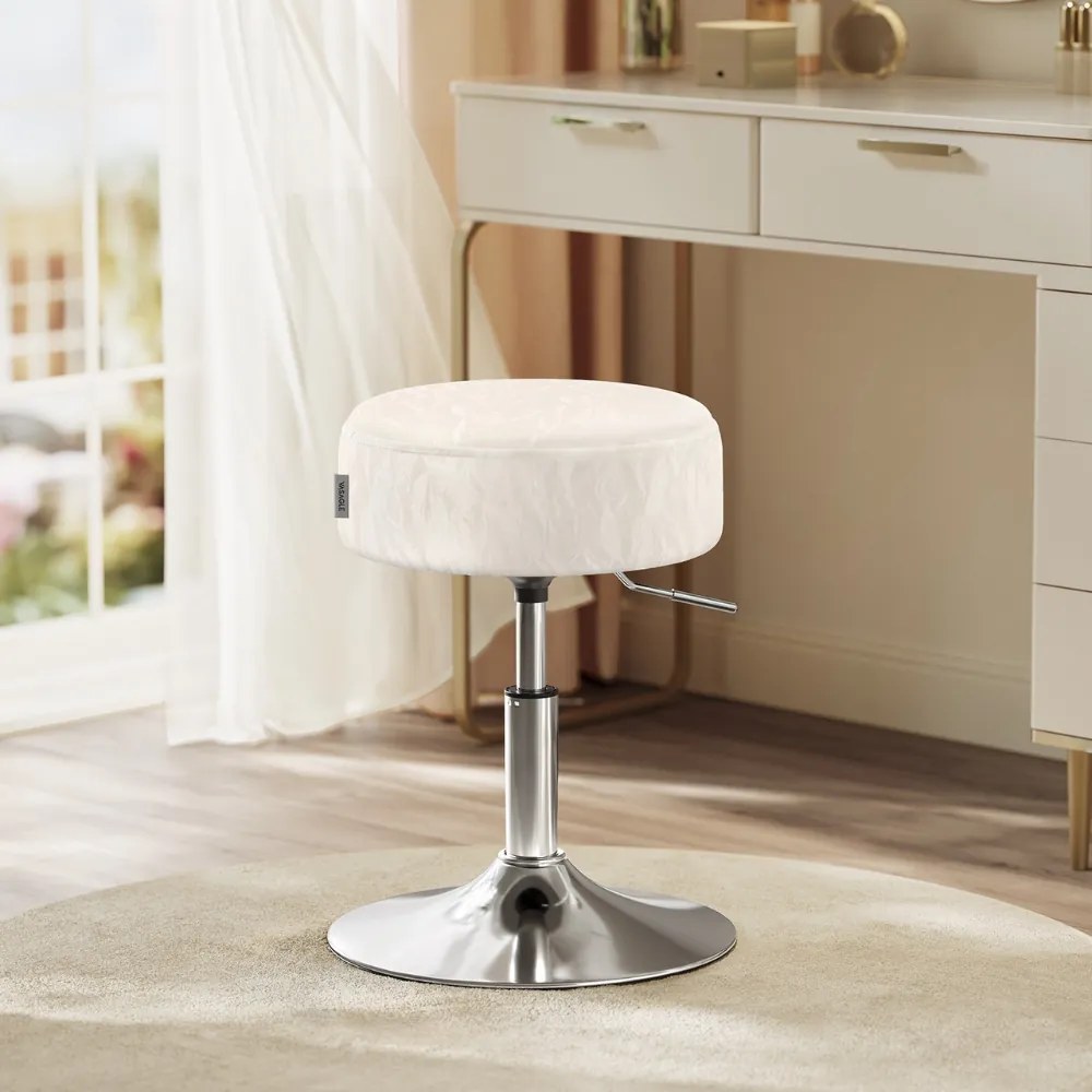 Výškově nastavitelná stolička AURA k toaletnímu stolku, Ø35cm, krémová Vasagle