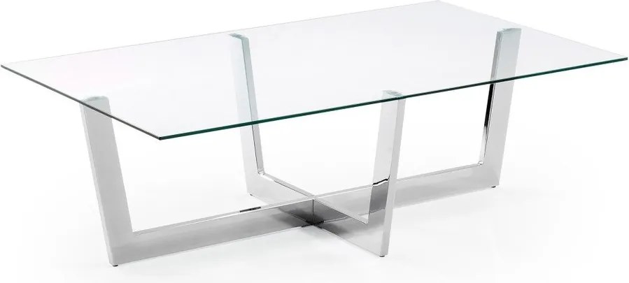 Konferenční stolek se skleněnou deskou ve stříbrné barvě 70x120 cm Plam – Kave Home