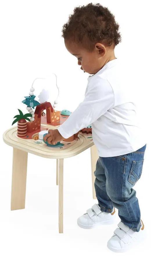 Janod Dřevěný motorický stolek Dinosaurus s aktivitami Dino