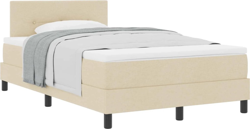 Postel s boxspringem s čelo Krémová 120 x 190 cm textil 3338676