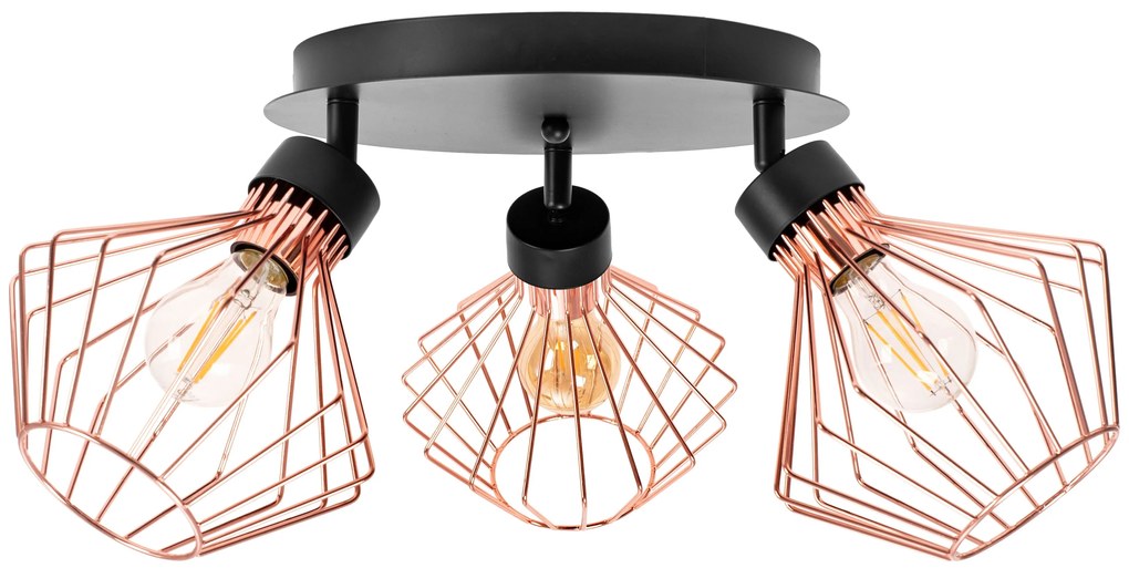 Toolight Trojitá kovová plafónová lampa APP536-3C Pink Gold