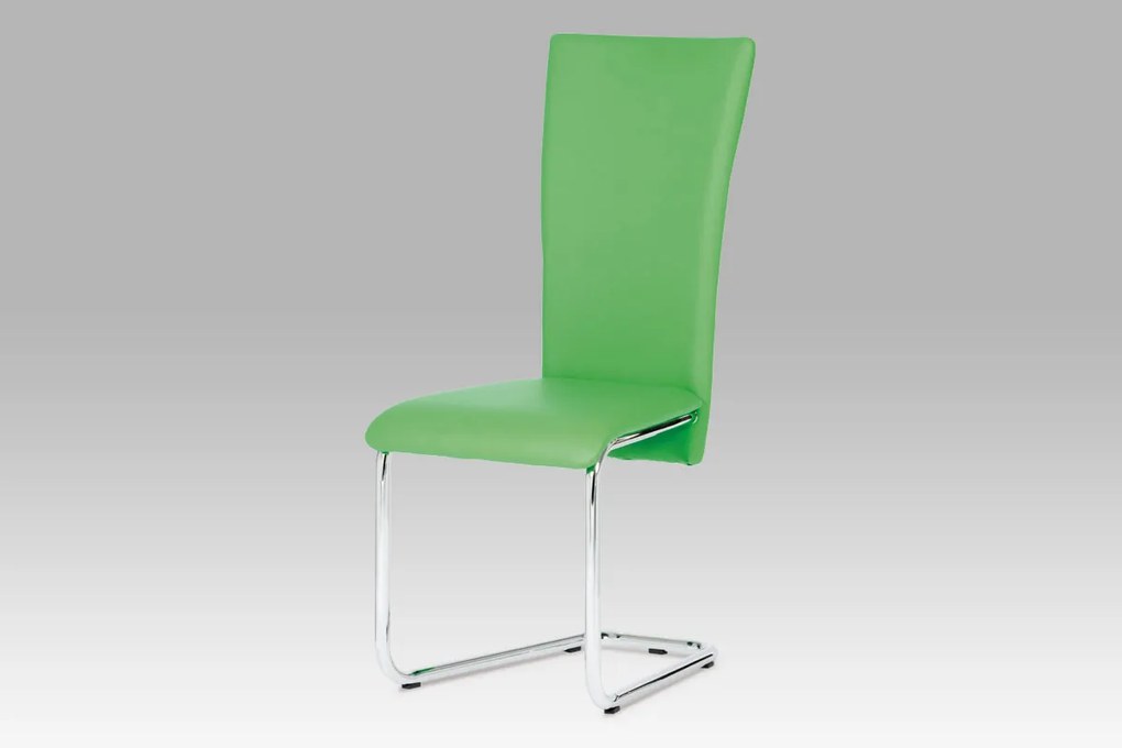 Jídelní židle chrom a potah zelená ekokůže DCL-173 GRN