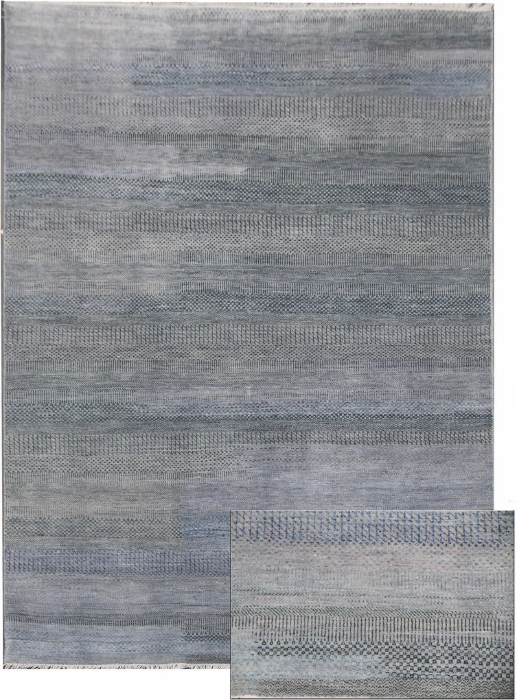 Ručne viazaný kusový koberec Diamond DC-MCN Silver / light blue, 140x200, šedá, chodba / predsieň, Diamond Carpets India