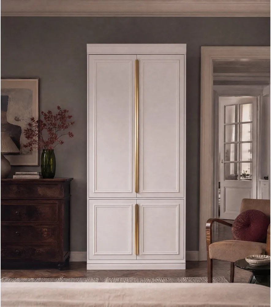 Světle šedá šatní skříň z borovicového dřeva 110x215x44 cm Organize – WOOOD
