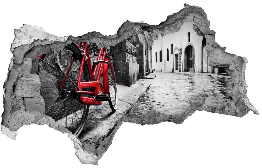 Wallmuralia Díra 3D foto tapeta nálepka Červené kolo 95x73 cm