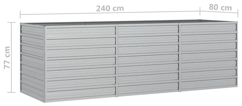 Zahradní vyvýšený záhon 240x80x77 cm pozinkovaná ocel stříbrný, 316886
