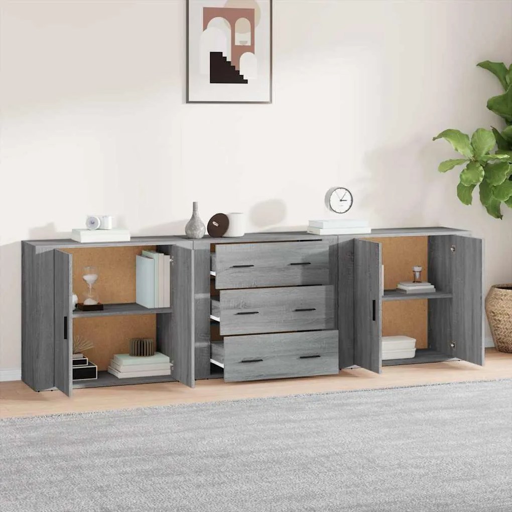 Příborníky 3 ks šedé sonoma kompozitní dřevo 3185405