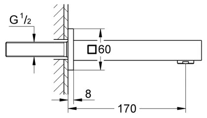 GROHE 13303000 - Vanová vpusť EUROCUBE 170 mm lesklý chrom