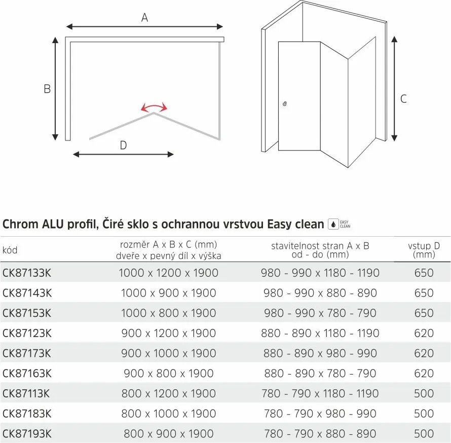 Mereo Mereo, Sprchový kout, LIMA, obdélník, chrom ALU, sklo čiré, CK87153K