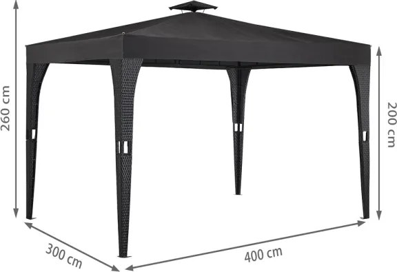 Zahradni altán pavilon LUXUS polyratan 3x4m