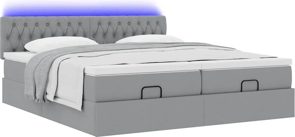 Osmanský rám postele s matrací světle šedý 200x200cm textil 3312871