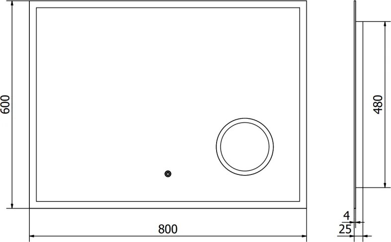 Mexen Kala, LED koupelnové zrcadlo s podsvícením a kosmetickým zrcadlem 80 x 60 cm, 6000K, ochrana proti zamlžování, 9820-080-060-611-00