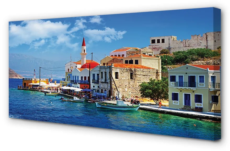 Obrazy na plátně Řecko mořská pobřeží hory 125x50 cm