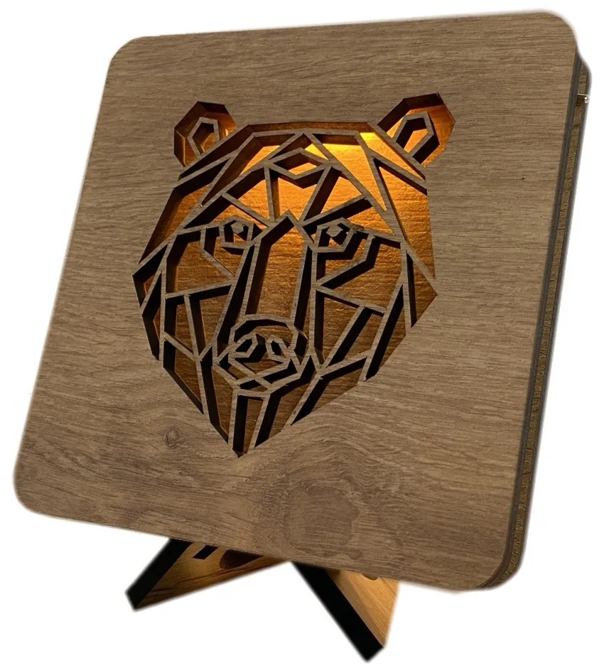 Li-Go "Hlava medvěda" lampa 19x19cm provedení povrchu: ořech