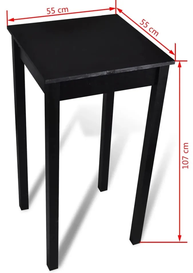 vidaXL Barový stůl MDF černý 55 x 55 x 107 cm