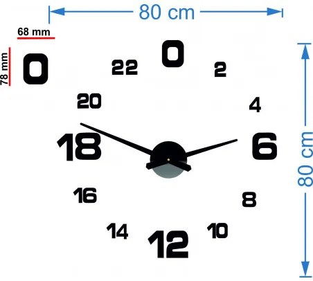 Moderní nalepovací hodiny na zeď | SENTOP 12S022-Wall clock