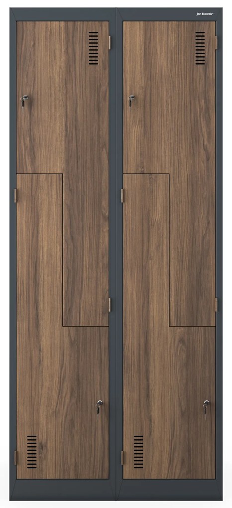 Šatní skříň typu L se 4 komorami, antracit/ořech, 800x1850x450 mm: JULIA Eco Design