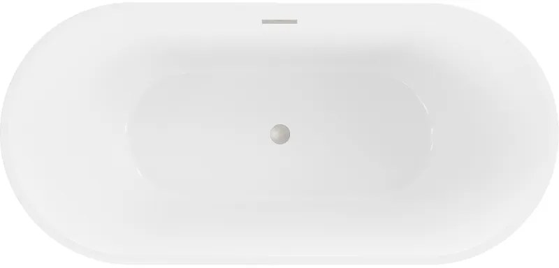 Mexen Luna, volně stojící vana 150 x 75 cm, bílá-černá, broušená ocel přepad, 52031507575-97