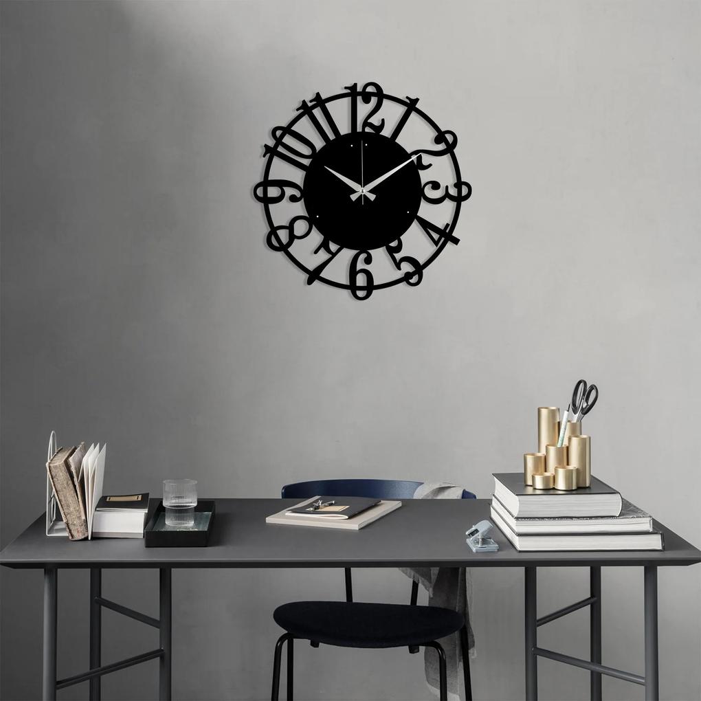 Wallexpert Dekorativní kovové nástěnné hodiny Metal Wall Clock 15 - Black, Černá