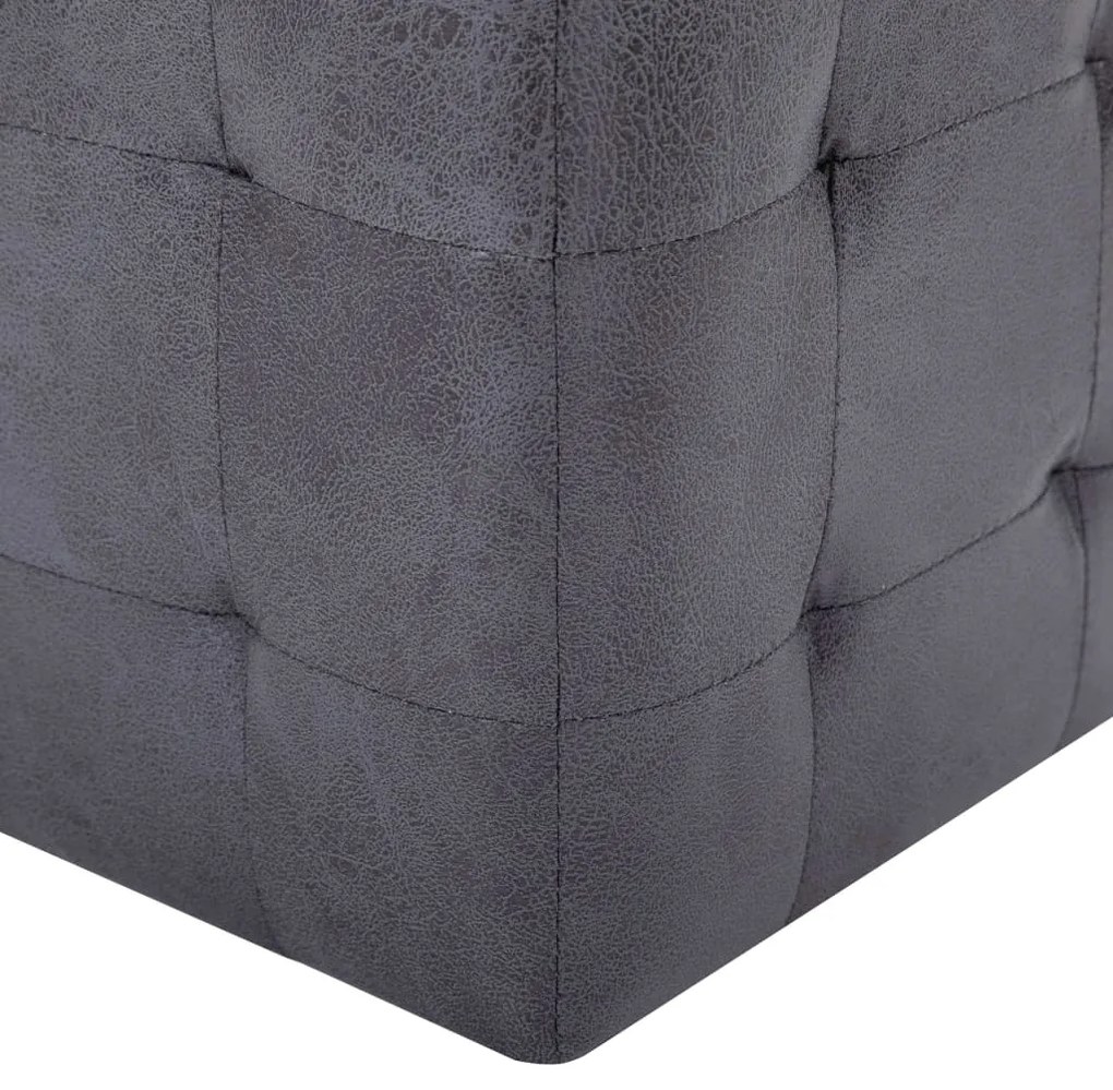 Noční stolky 2 ks - umělá broušená kůže - šedé | 30x30x30 cm