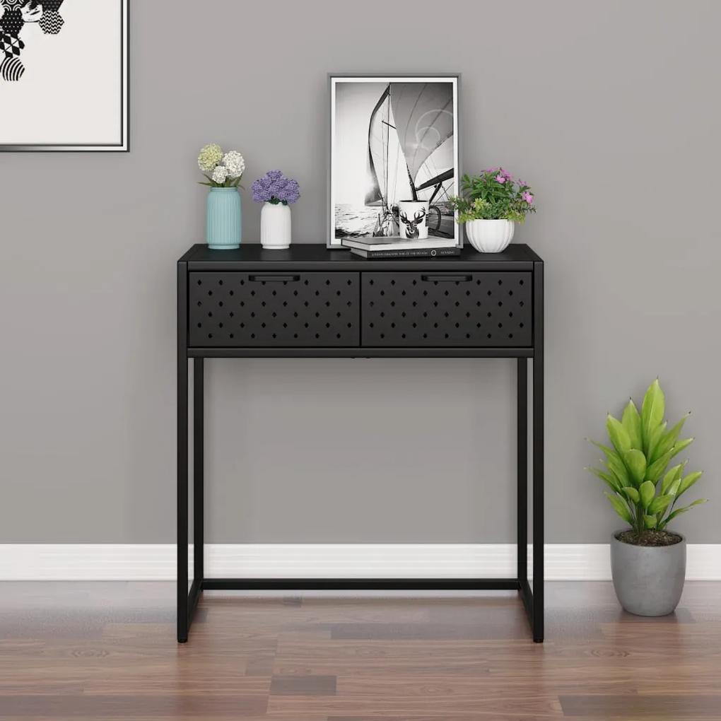Konzolový stolek černý 72 x 35 x 75 cm ocel - Default Title
