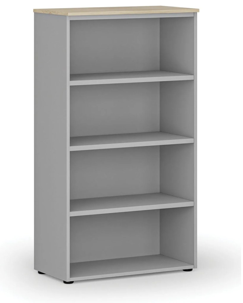 Kancelářský regál PRIMO GRAY, 800 x 420 x 1434 mm, šedá/dub přírodní