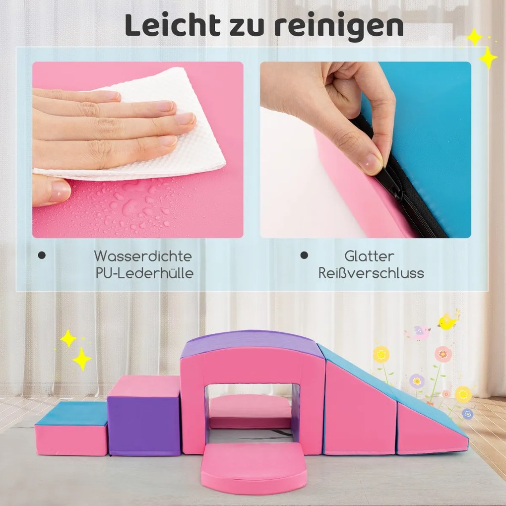 Costway 6 ks. Schaumstoffbausteine Softbausteine mit Tunne Treppe a Rampe