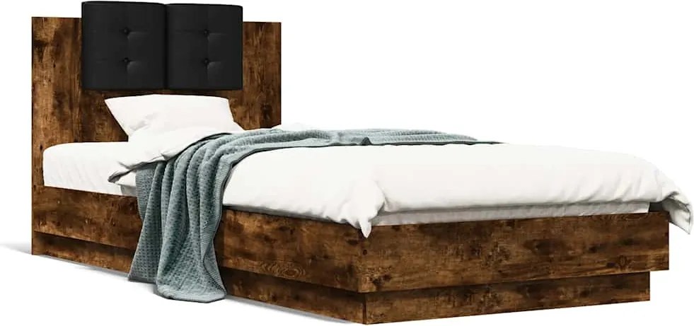 Rám postele s čelem kouřový dub 90 x 200 cm kompozitní dřevo 3209944