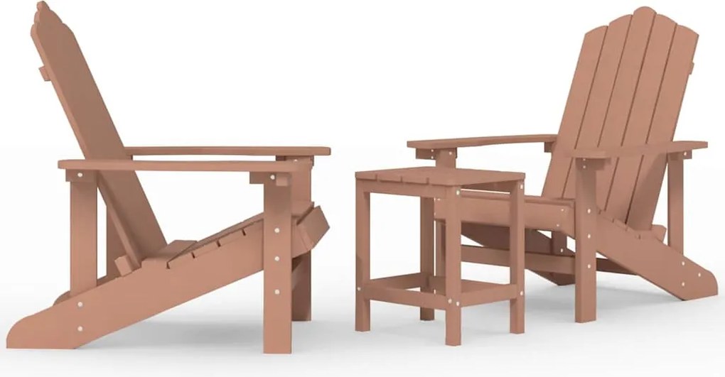 Zahradní křesla Adirondack se stolkem HDPE hnědá 3095706