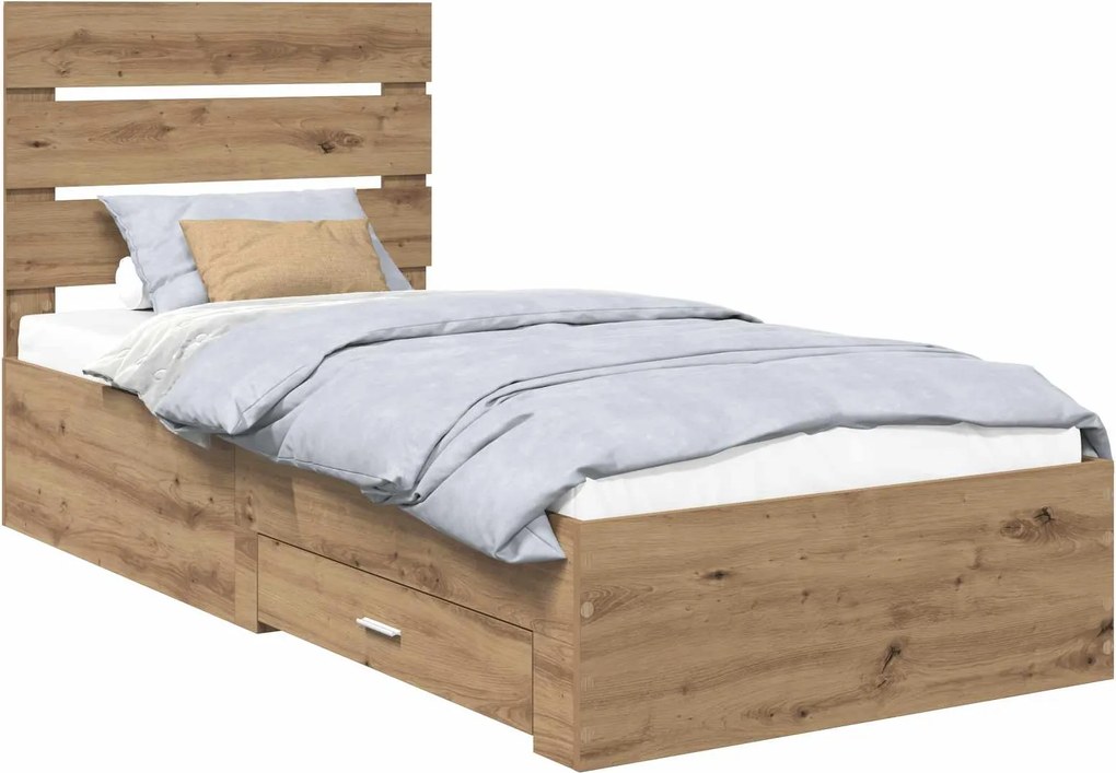 Rám postele s čelo Artisanový dub 90 x 200 cm Kompozitní dřevo 3412019