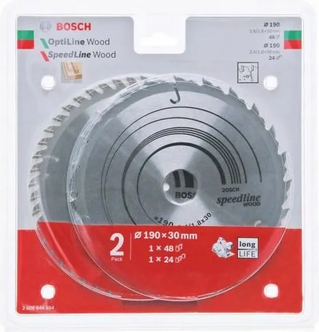 Bosch Kotoučová Pila Dvojpak Optiline Wood 190x2,6/1,6x30x48z Speedline Woo