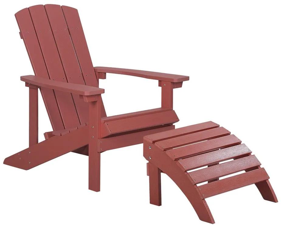 Zahradní židle s podnožkou červená ADIRONDACK Beliani