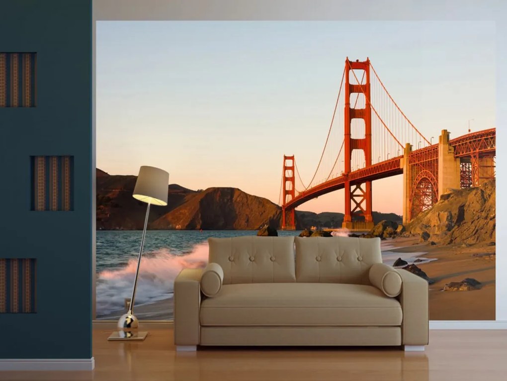 Fototapeta - Západ slunce nad Golden Gate (150x116 cm) - Murando DeLuxe