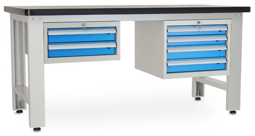 Dílenský stůl Solid MDF-24, 180 cm, 2 závěsné boxy, černá
