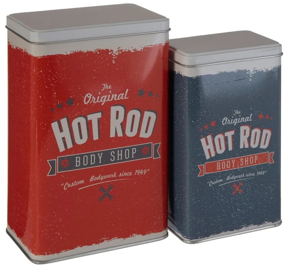 Sada 2 cínových úložných boxů Premier Housewares Barber Hot Rod