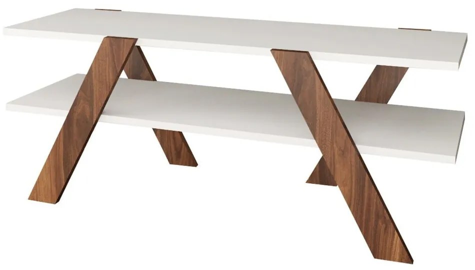 Bílý/přírodní TV stolek v dekoru ořechu 120x33 cm Basic – Kalune Design